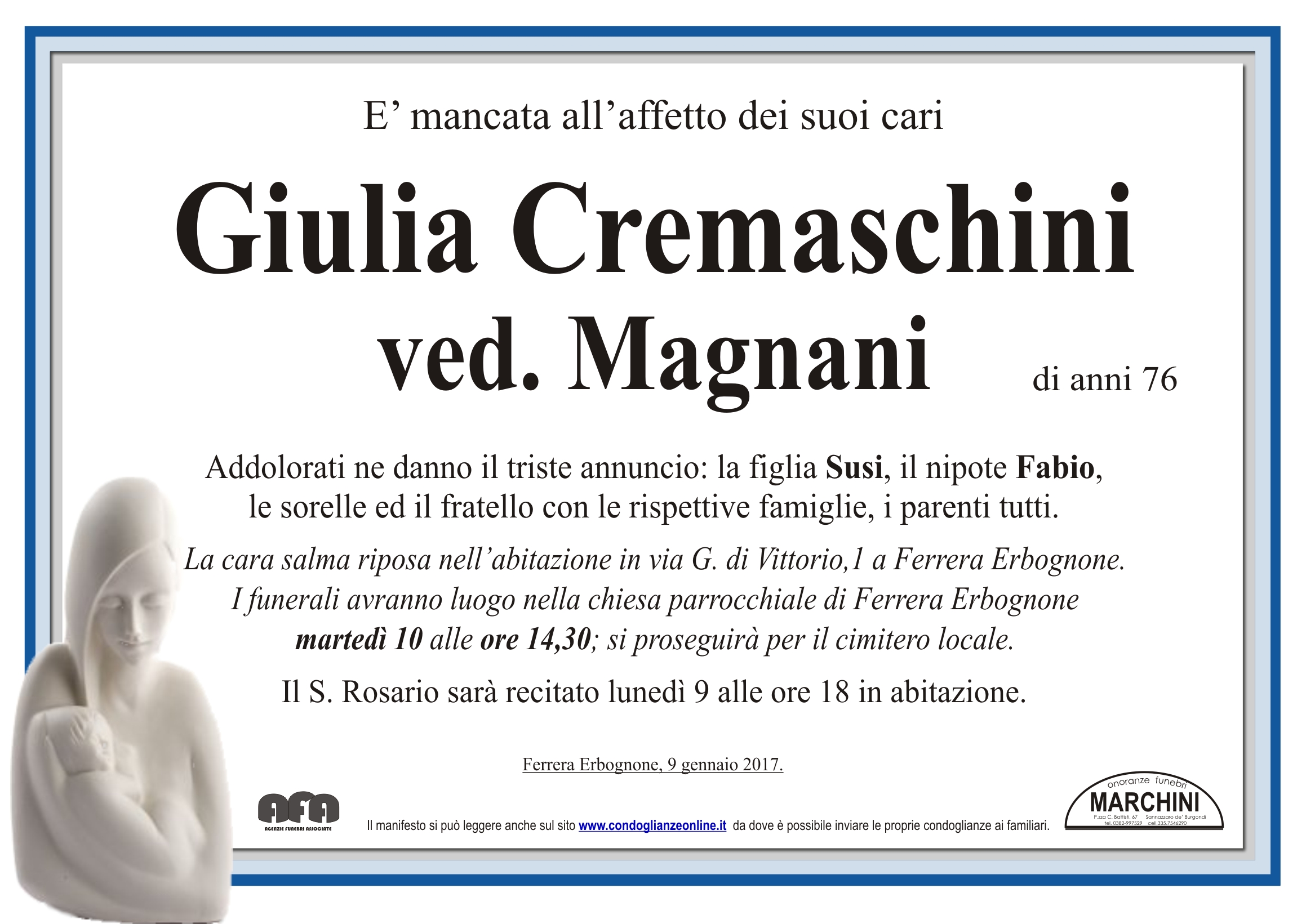 Condoglianzeonline.it il portale dedicato ai necrologi - CREMASCHINI ...