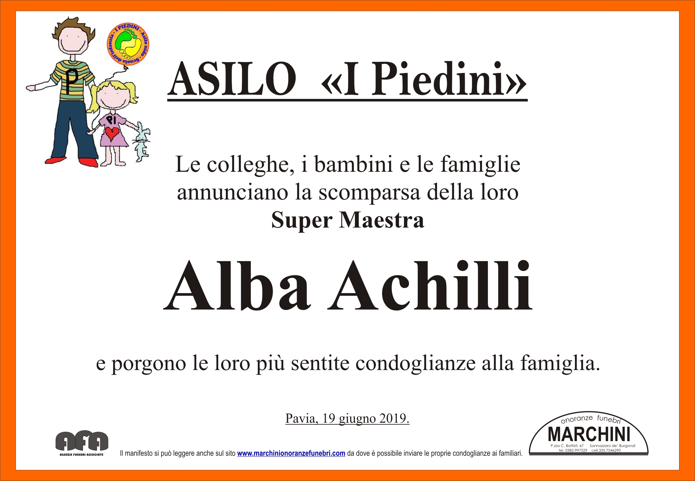 Condoglianzeonline.it il portale dedicato ai necrologi - ACHILLI ALBA ...