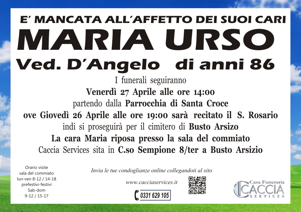 Condoglianzeonline.it il portale dedicato ai necrologi - URSO MARIA ...