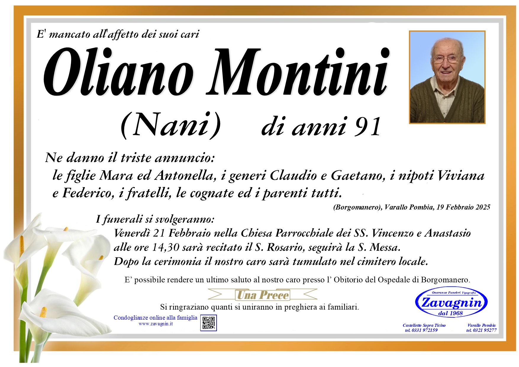 Condoglianzeonline.it il portale dedicato ai necrologi - MONTINI OLIANO ...