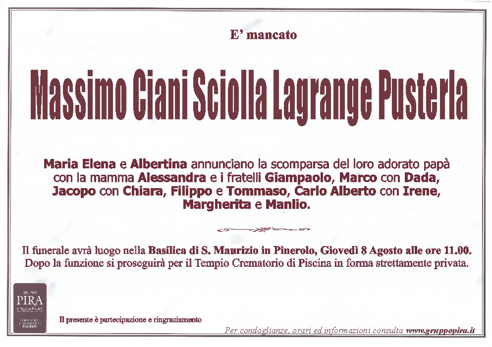 Condoglianzeonline.it il portale dedicato ai necrologi - CIANI SCIOLLA ...