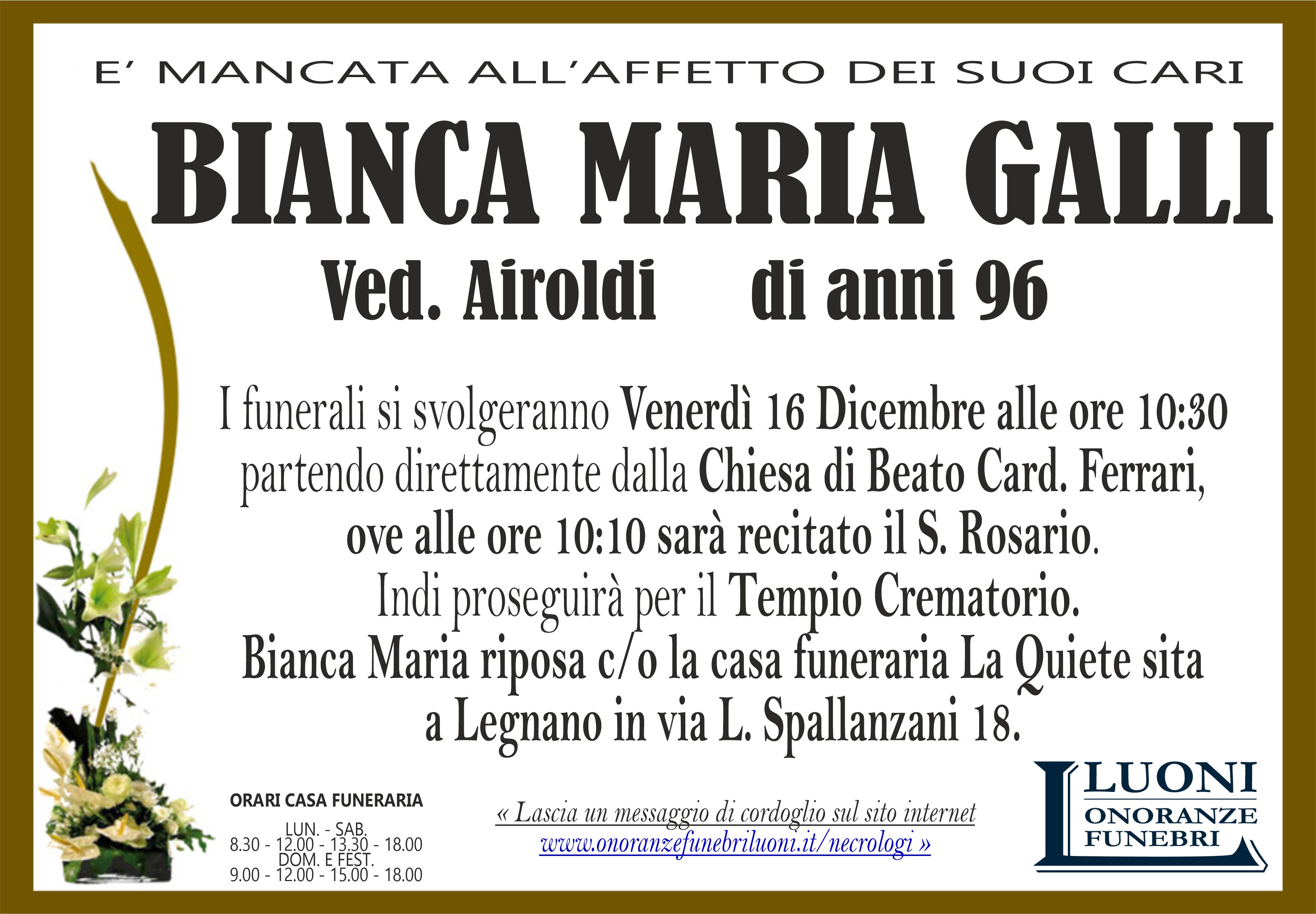 Condoglianzeonline.it il portale dedicato ai necrologi - GALLI BIANCA ...